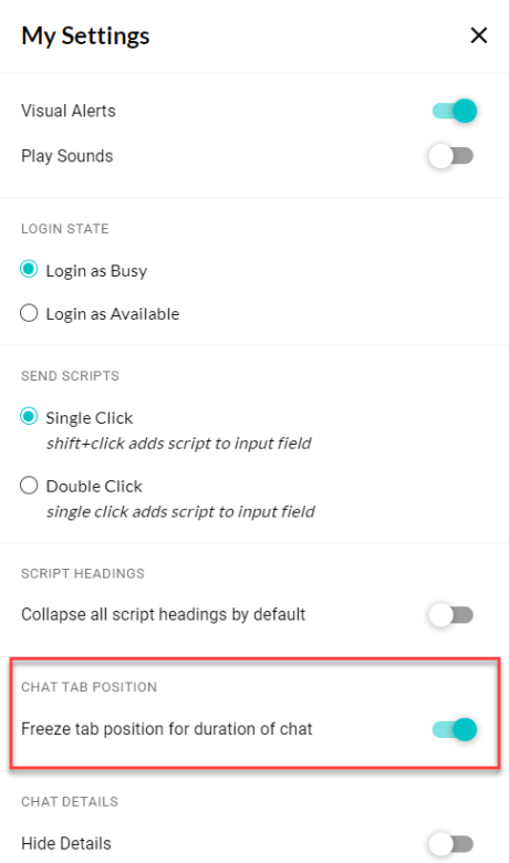 Freeze chat tab position