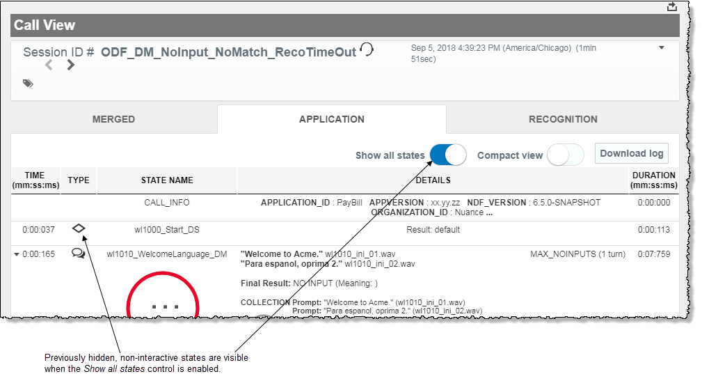 [Call View] - Selectively displaying states