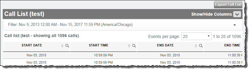 [Call List] - Setting displayed columns